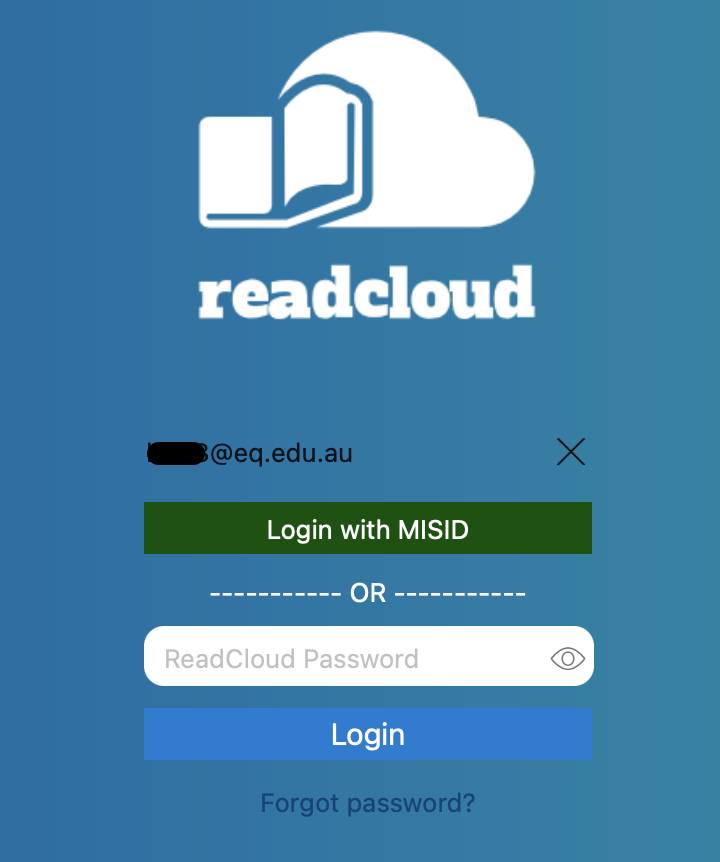 How do I login to ReadCloud App? (DoE QLD)