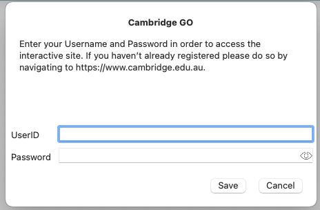 How do I login to Cambridge Go?
