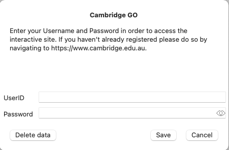 How do I login to Cambridge Go?