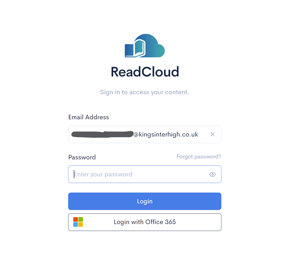 How will my King's InterHigh pupil access their textbooks? How to login to ReadCloud